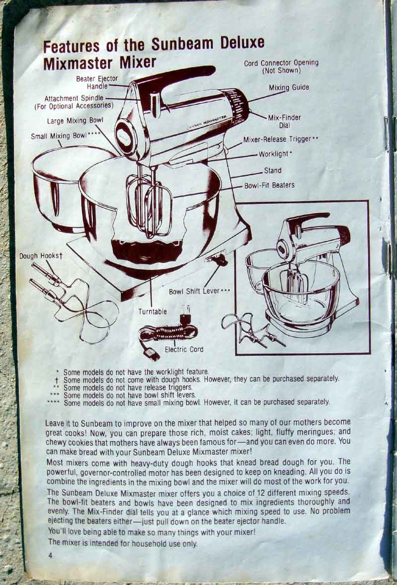 Old Sunbeam MixMaster Instructions And Recipes Booklet Old Sunbeam MixMaster Instructions And Recipes Booklet